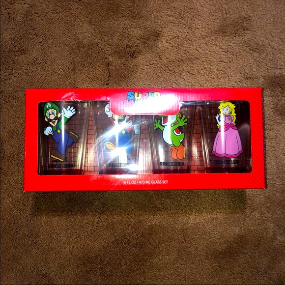 Nintendo | Dining | Super Mario Glass Cups | Poshmark